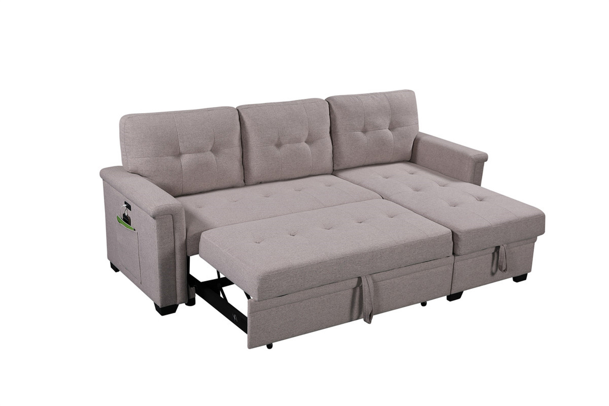 Latitude Run® Ashlyn 84" Reversible Sleeper Sectional Sofa With Storage Chaise | Wayfair